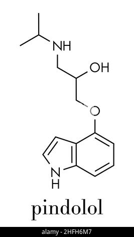 Pindolol beta blocker drug molecule. Skeletal formula Stock Vector ...