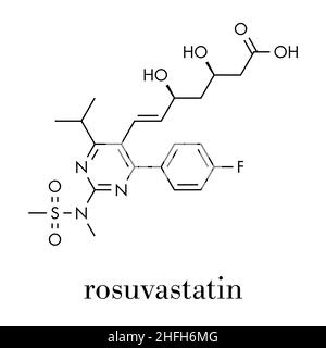 Rosuvastatin cholesterol lowering drug (statin class) molecule. Skeletal formula Stock Vector ...