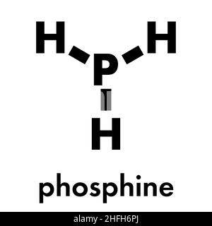 Phosphine (phosphane, PH3) molecule. Used as reagent in chemistry and ...