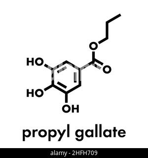 Propyl gallate, N-Propyl gallate molecule. It is antioxidant, food ...