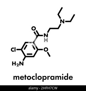 Metoclopramide nausea and vomiting treatment drug molecule. Skeletal ...