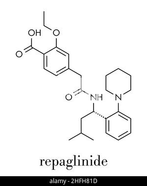 Repaglinide diabetes drug molecule. Skeletal formula Stock Vector Image ...