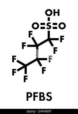 Perfluorobutanesulfonic acid fluorosurfactant molecule. Skeletal ...