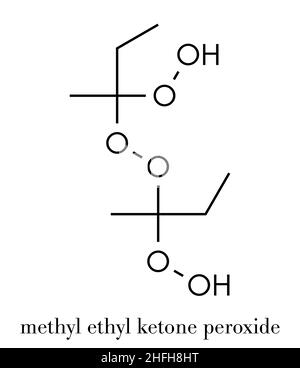 Methyl ethyl ketone peroxide (MEKP) explosive molecule. Skeletal ...
