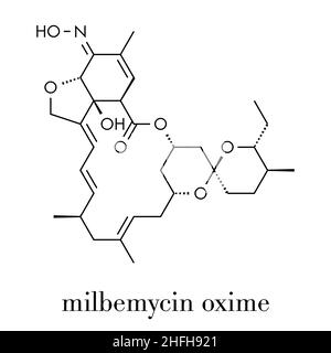 Milbemycin oxime antiparasitic drug molecule (veterinary). Skeletal ...