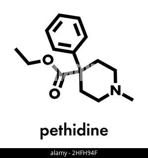 Pethidine molecular structure. Pethidine skeletal chemical formula ...
