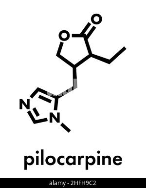 Skeletal formula of Pilocarpine. Drug chemical molecule Stock Vector ...