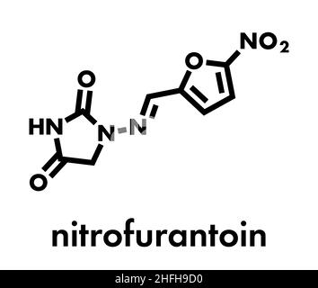 Nitrofurantoin antibiotic drug molecule. Used to treat urinary tract ...