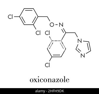 Oxiconazole antifungal drug molecule. Skeletal formula Stock Vector ...