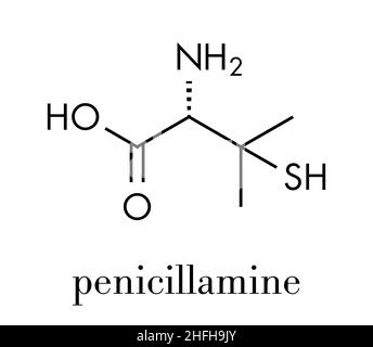 Penicillamine drug molecule. Used as chelating agent and in treatment ...