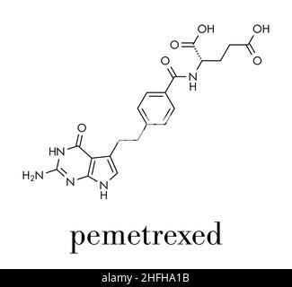 Pemetrexed lung cancer drug molecule. Skeletal formula Stock Vector ...