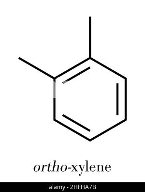 Ortho-xylene (o-xylene) aromatic hydrocarbon molecule. Skeletal formula ...