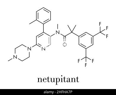 Netupitant drug molecule. NK1 receptor antagonist, used in combination ...
