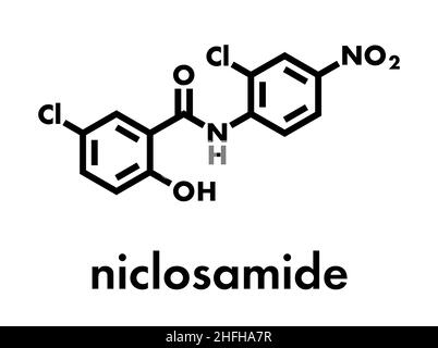 Skeletal formula of Niclosamide. Drug chemical molecule Stock Vector ...