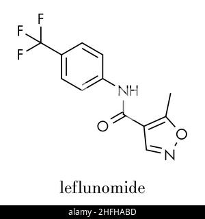 Leflunomide rheumatoid arthritis drug molecule. Skeletal formula Stock ...