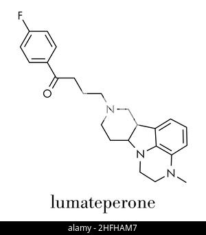 Lumateperone antipsychotic drug molecule. Skeletal formula Stock Vector ...