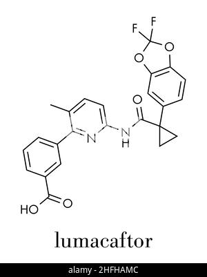 Lumacaftor cystic fibrosis drug molecule. Skeletal formula Stock Vector ...