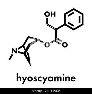 Hyoscyamine alkaloid molecule. Herbal sources include henbane, mandrake ...