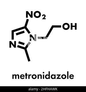 Metronidazole antibiotic drug (nitroimidazole class) molecule. Skeletal formula Stock Vector ...