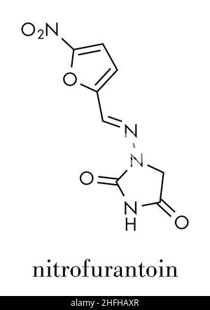 Nitrofurantoin antibiotic chemical formula and composition, concept ...
