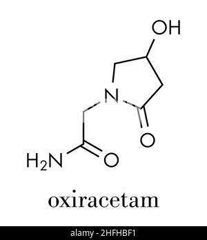 Oxiracetam molecule. It is is a nootropic drug of the racetam family ...