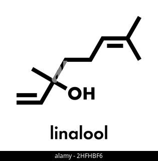 Linalool molecule. It is terpene alcohol. Skeletal chemical formula ...
