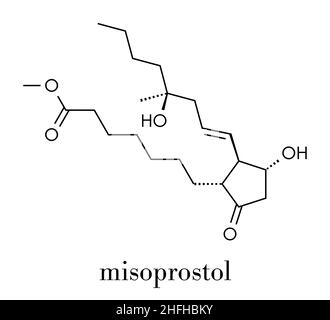 Skeletal formula of Misoprostol. Drug chemical molecule Stock Vector ...