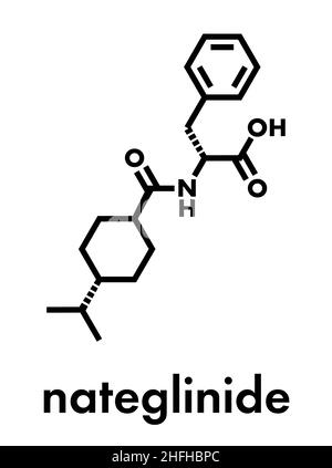 Nateglinide diabetes drug molecule. Skeletal formula Stock Vector Image ...
