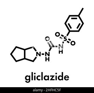 Gliclazide molecule. It is sulfonylurea compound with hypoglycemic ...