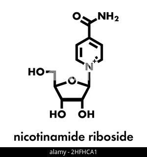 Vitamin B3 Nicotinamide riboside molecular structure. Vitamin B3 Niacin skeletal chemical ...