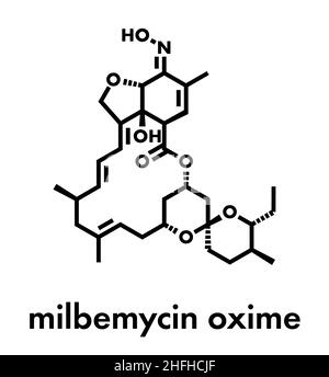 Milbemycin oxime antiparasitic drug molecule (veterinary). Skeletal ...