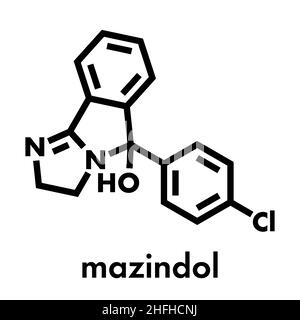 Mazindol appetite suppressant drug molecule. Skeletal formula Stock ...