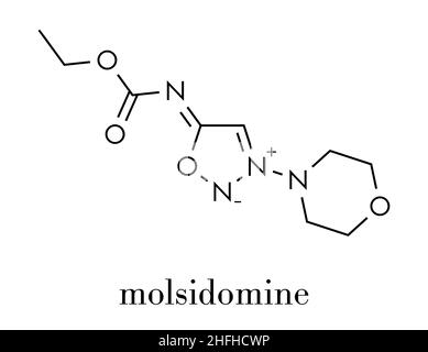 Molsidomine angina drug molecule. Skeletal formula Stock Vector Image ...