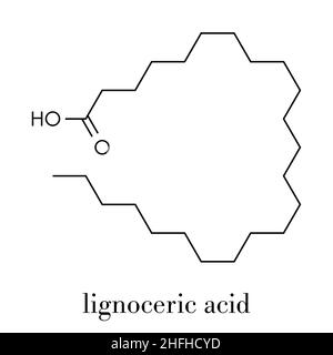 Lignoceric acid, tetracosanoic acid, saturated fatty acid molecule ...