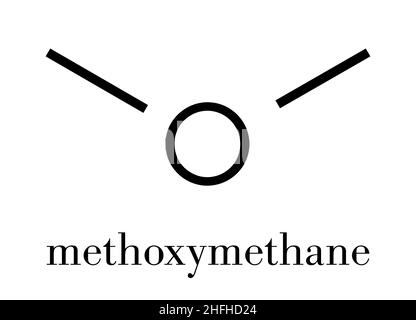 Dimethyl ether (methoxymethane, DME) molecule. Skeletal formula Stock ...