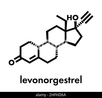 Levonorgestrel contraceptive pill drug molecule. Skeletal formula Stock ...