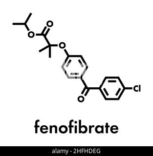 Fenofibrate cholesterol lowering drug (fibrate class) molecule ...