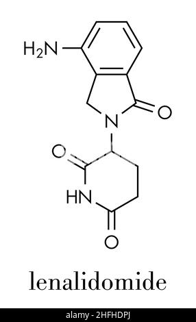 Lenalidomide multiple myeloma drug molecule. Skeletal formula Stock ...