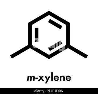 Meta-xylene (m-xylene) aromatic hydrocarbon molecule. Skeletal formula ...