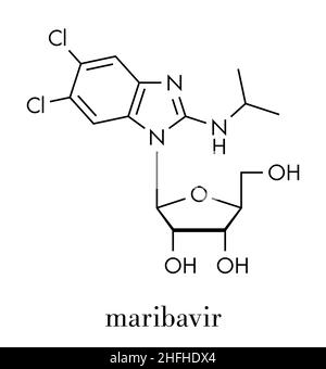 Maribavir antiviral drug molecule. Skeletal formula Stock Vector Image ...
