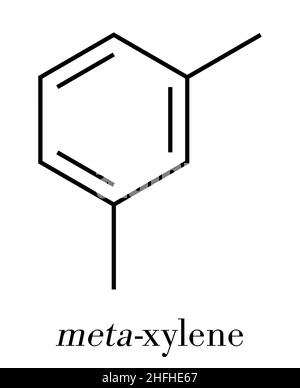 Meta-xylene (m-xylene) aromatic hydrocarbon molecule. Skeletal formula ...