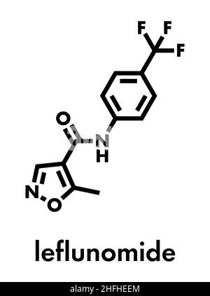 Leflunomide rheumatoid arthritis drug molecule. Skeletal formula Stock ...