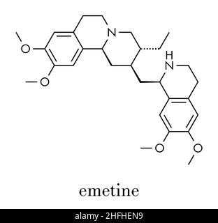 Emetine molecule. Has emetic (induces vomiting) and anti-protozoal ...