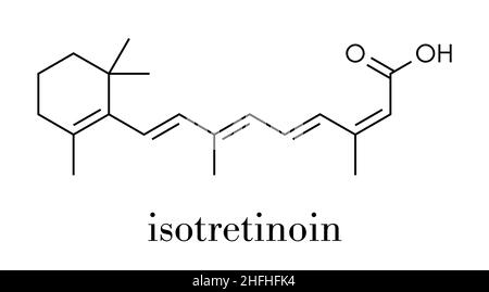 Isotretinoin acne treatment drug molecule. Known to be a teratogen ...