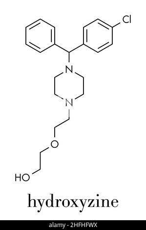Hydroxyzine antihistamine drug. Used include treatment of itching ...