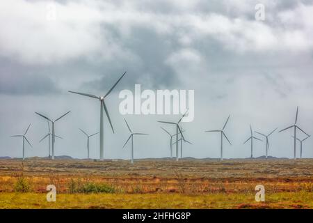 Smola wind turbines farm. The arctic tundra on island Smola, More og ...