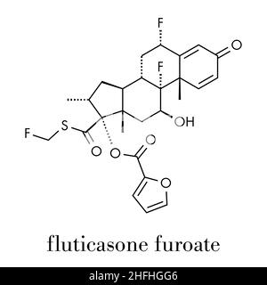 Fluticasone furoate corticosteroid drug molecule. Used in treatment of ...