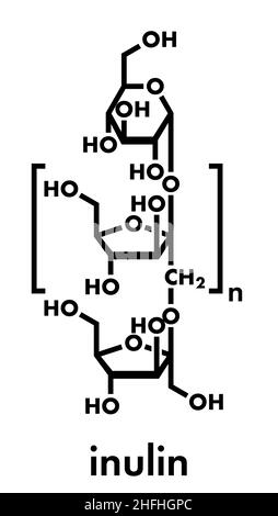 Inulin, chemical structure. Sweet, indigestible carbohydrate, present ...