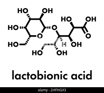 Lactobionic acid (lactobionate) molecule. Commonly used additive in ...