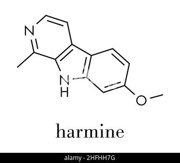 Harmine molecule. It is fluorescent harmala alkaloid, inhibits ...